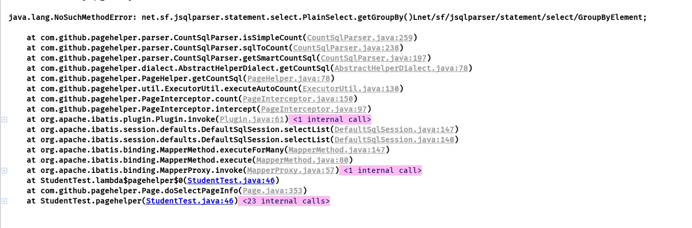 mybatis pagehelper jsqlparser报错java.lang.NoSuchMethodError:n - 掘金