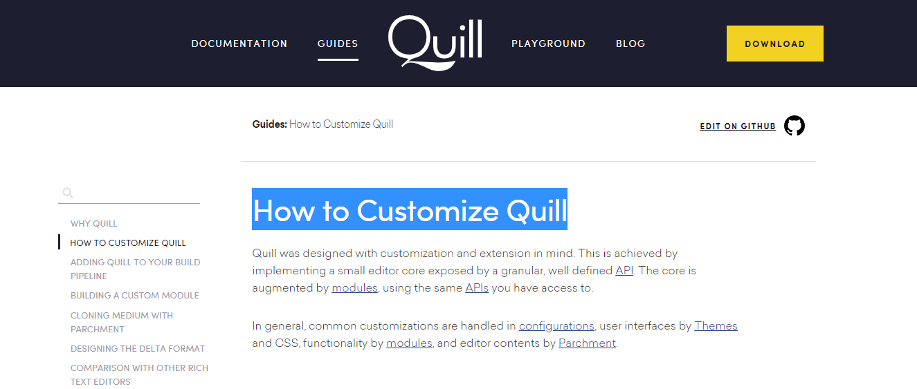 Vue Quill Editor自定义功能【一、原有功能定制化重写】首先去quill官网看看是否有解决方案或者提供合适的 掘金