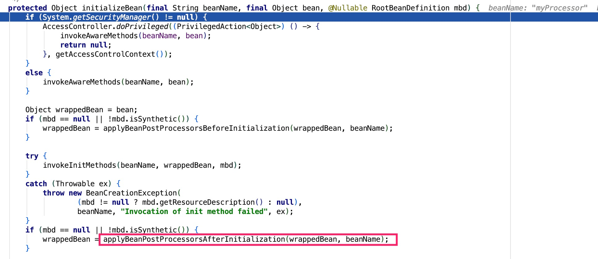 自定义BeanPostProcessor踩坑记一般我们可以用它来对bean实例化前后做一些处理，如收集并处理自定义注解从 - 掘金