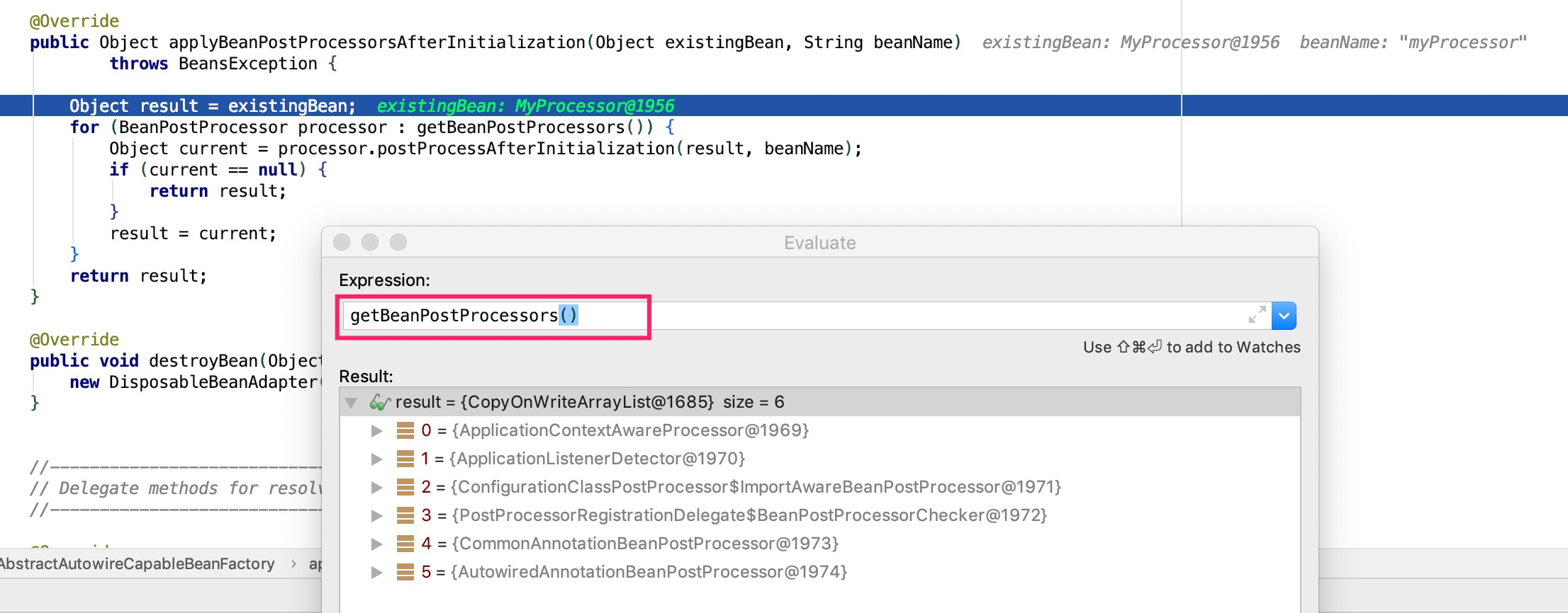 自定义BeanPostProcessor踩坑记一般我们可以用它来对bean实例化前后做一些处理，如收集并处理自定义注解从 - 掘金