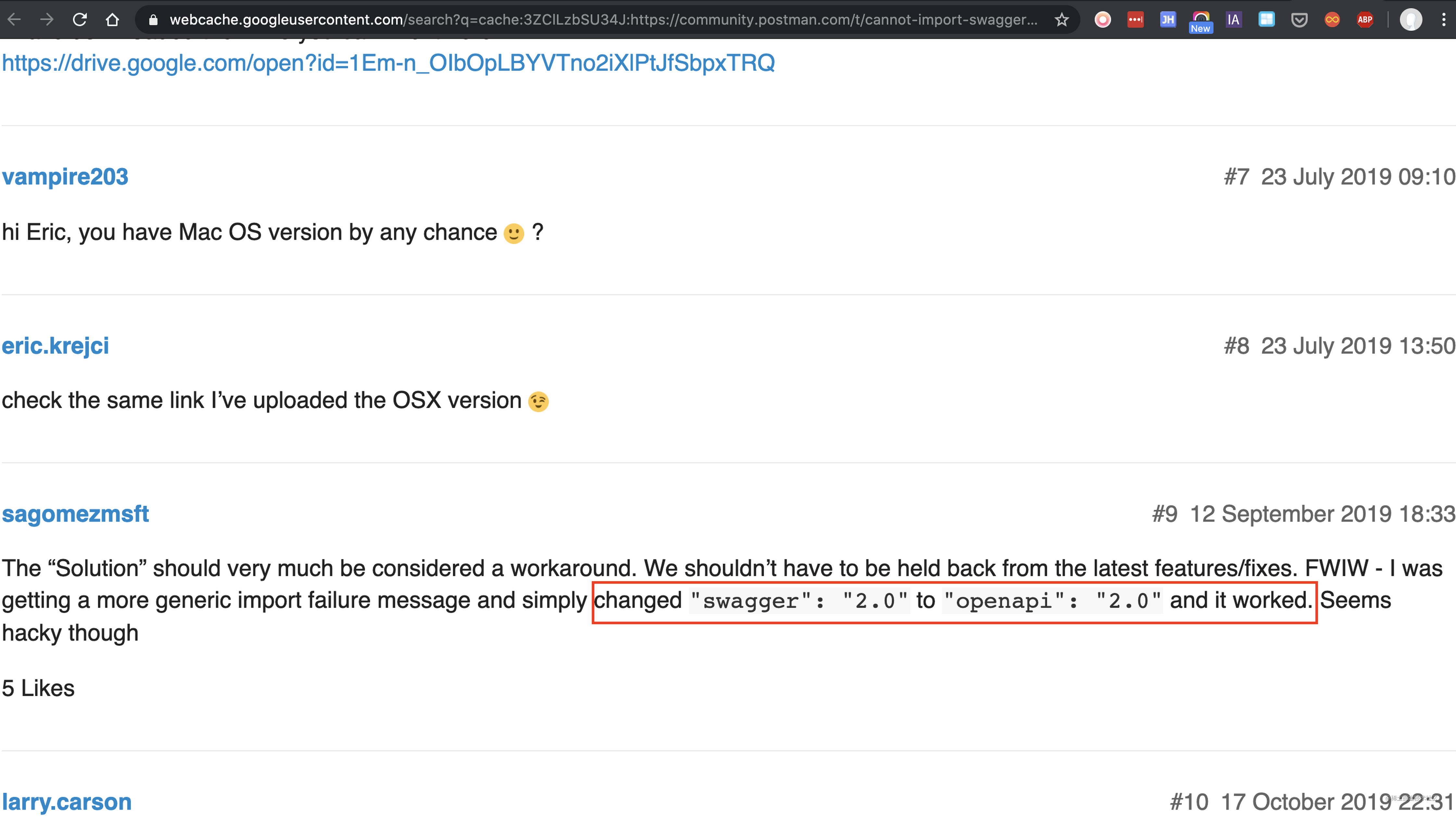Postman导入Swagger api文档Error while importing Swagger 2.0: (Patchable ...